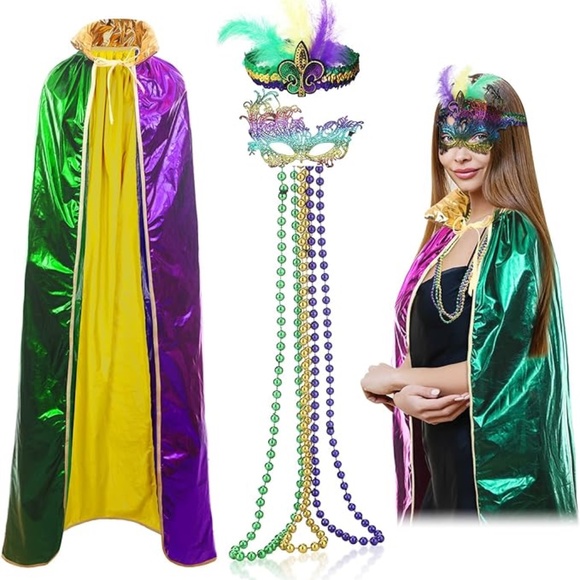 Other | 6 Pcs Mardi Gras Cape Costume Set Costume Accessories Costume Set With Mask Mard | Poshmark